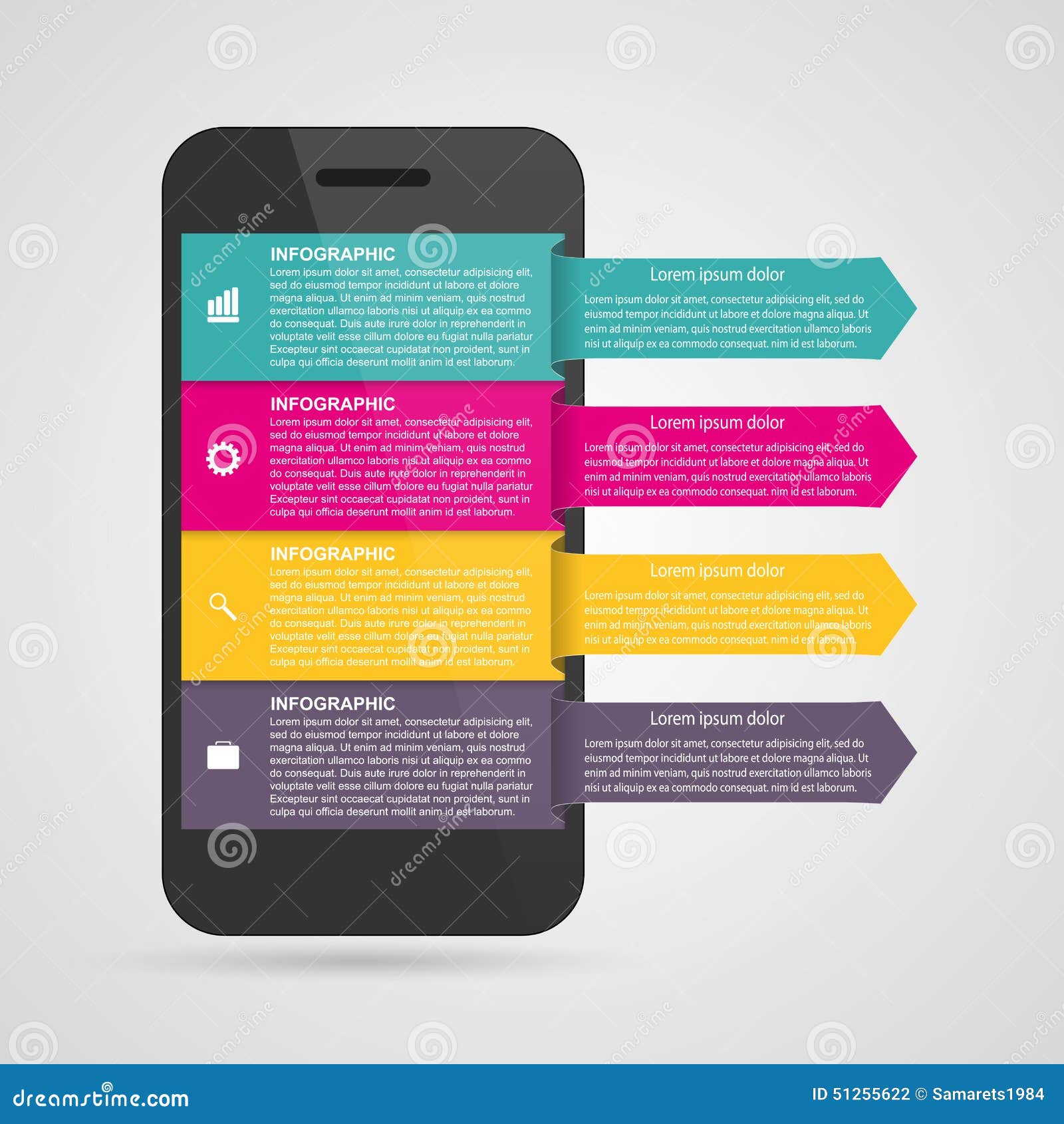 Modern Design Creative Infographic with Mobile Phone. Stock Vector ...