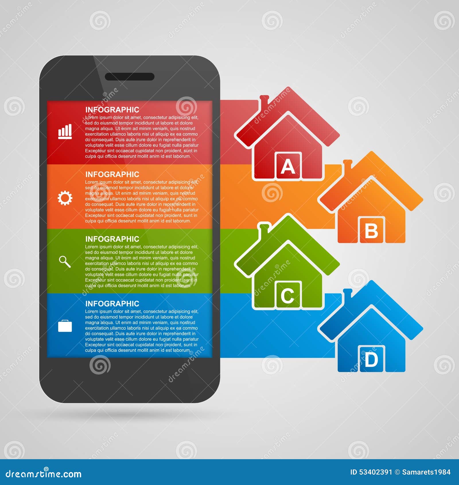 Modern Design Creative Infographic with Mobile Phone. Stock Vector ...