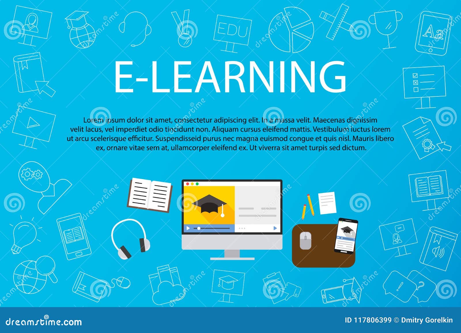 Modern Design E-learning, Online Education Concept. Stock Vector ...
