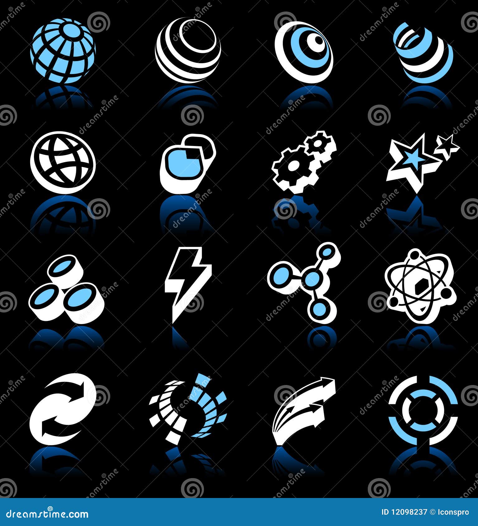 Modern Design Elements Collection on Black Stock Vector - Illustration ...