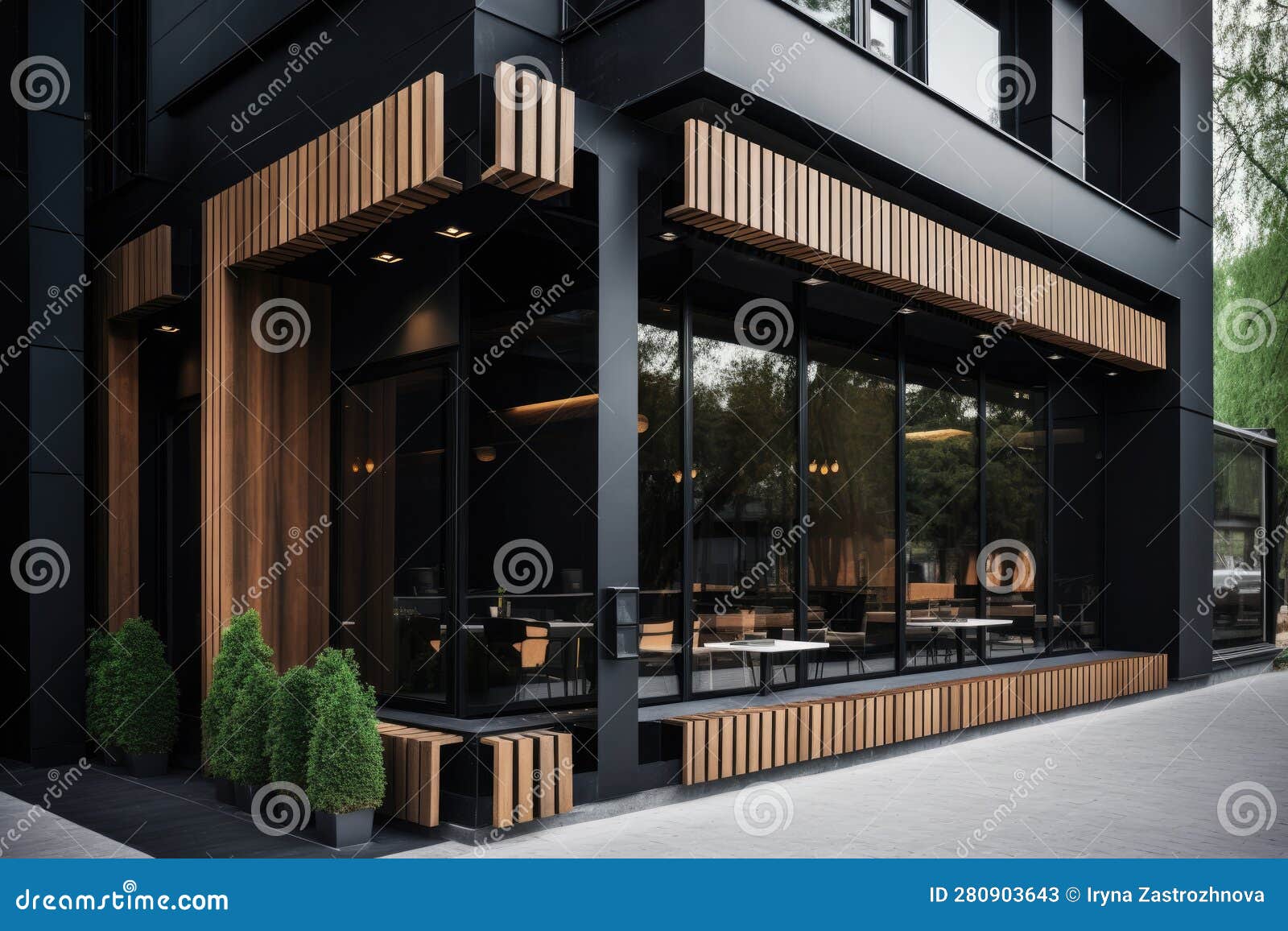 Modern Design of the Facade of a Cozy Cafe. Generative AI Stock ...