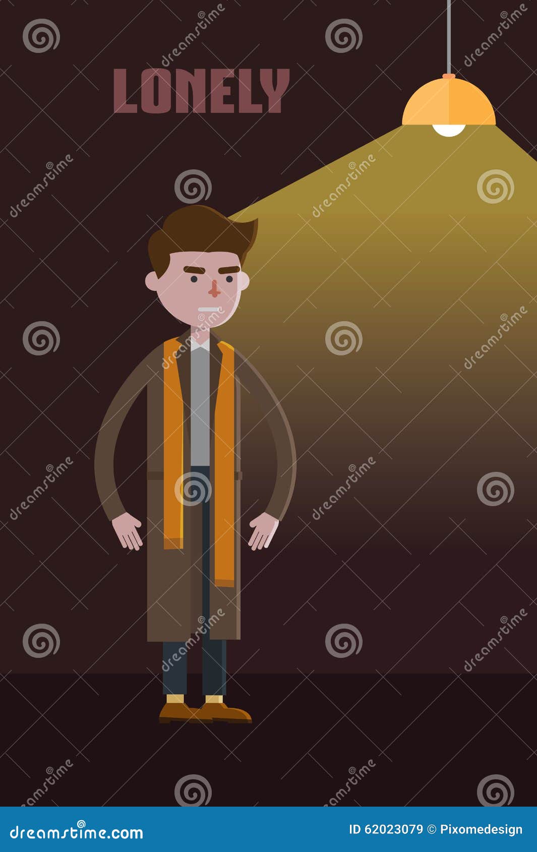 Modern Design Flat Character Lonely Vector Illustration Stock Vector ...