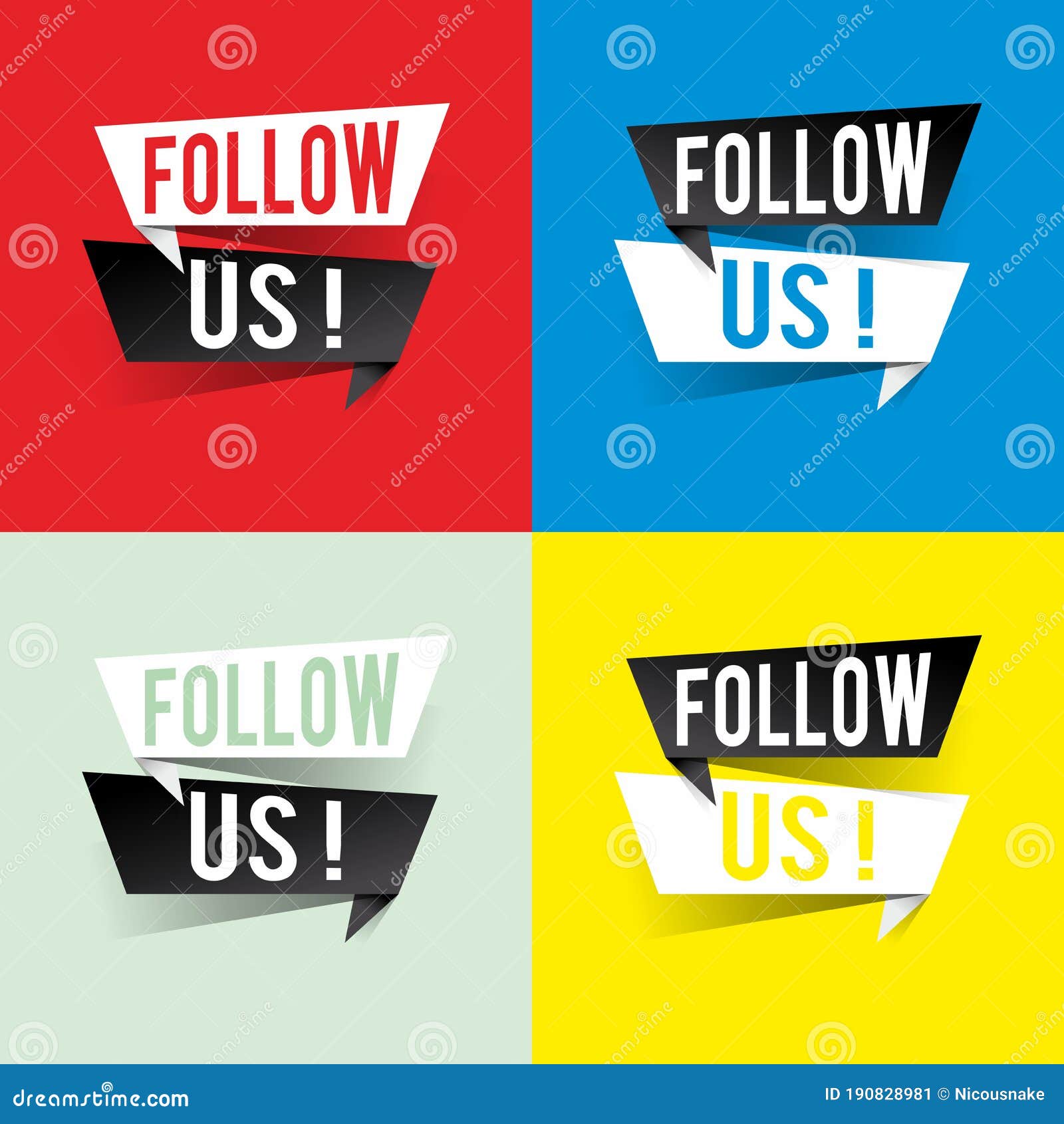 Modern Design Follow Us Text on Speech Bubbles Concept Stock ...