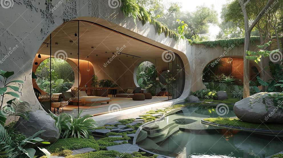 Modern Design of a House in Nature. Environmental Design Stock Image ...