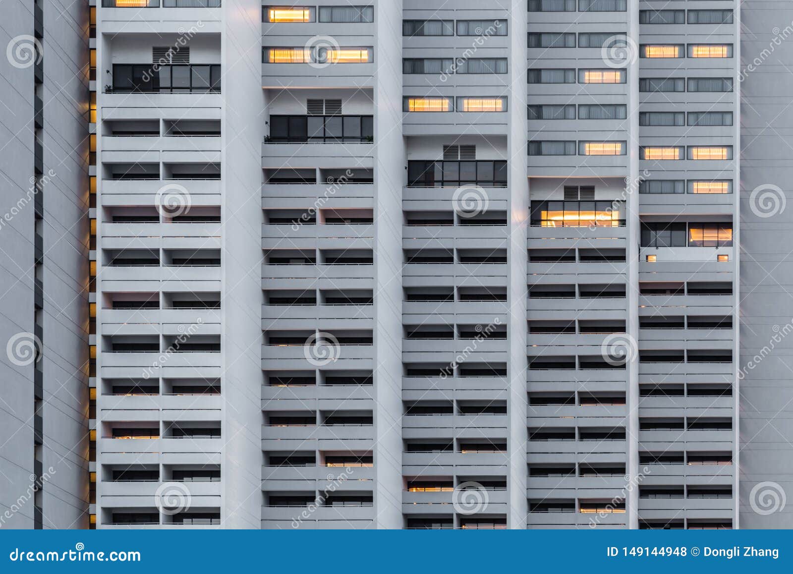 Modern Design Layer Building Facade Night Scene Stock Photo - Image of ...