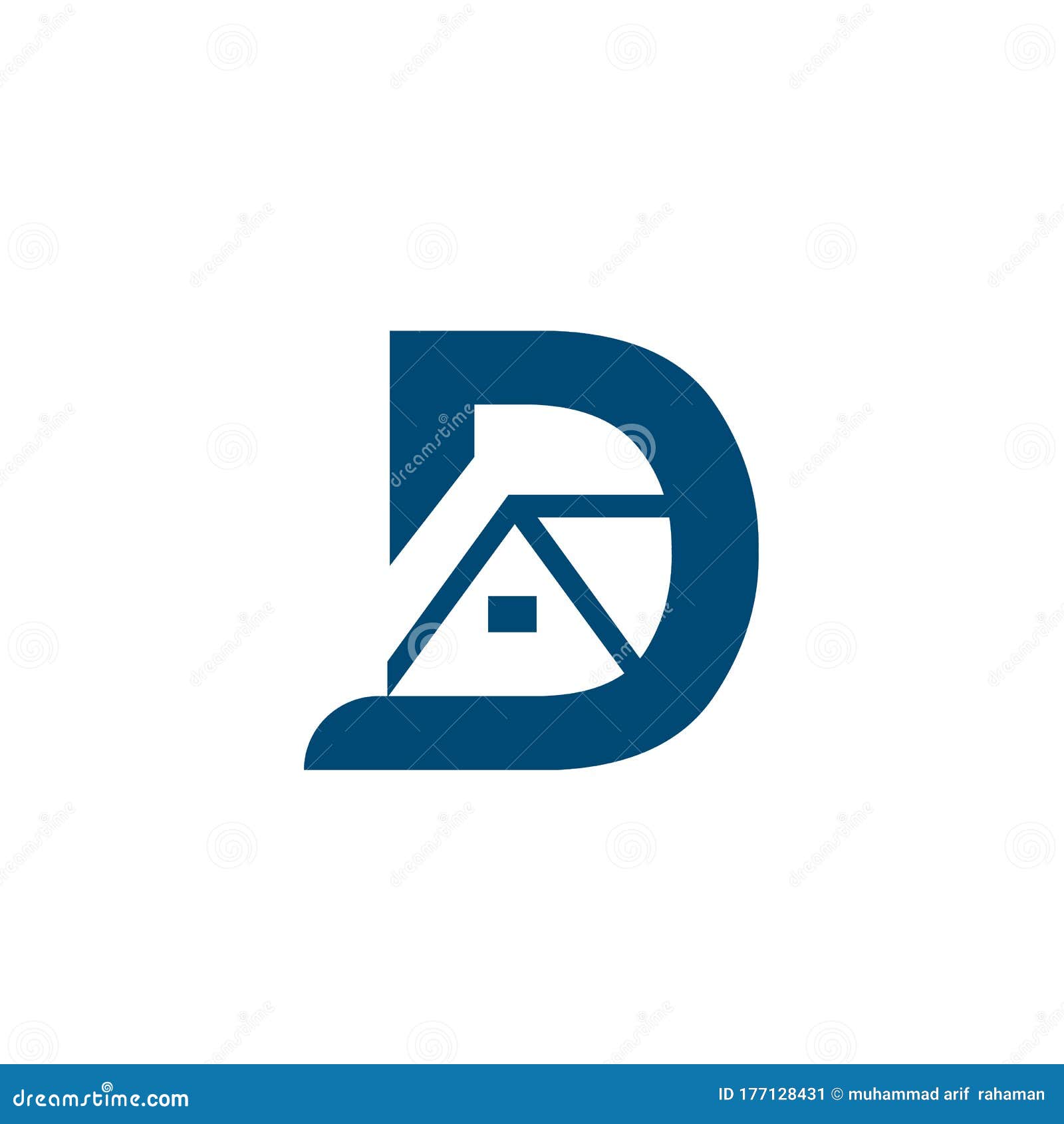 Modern Design Letter D with Blue Color on the White Background Stock ...