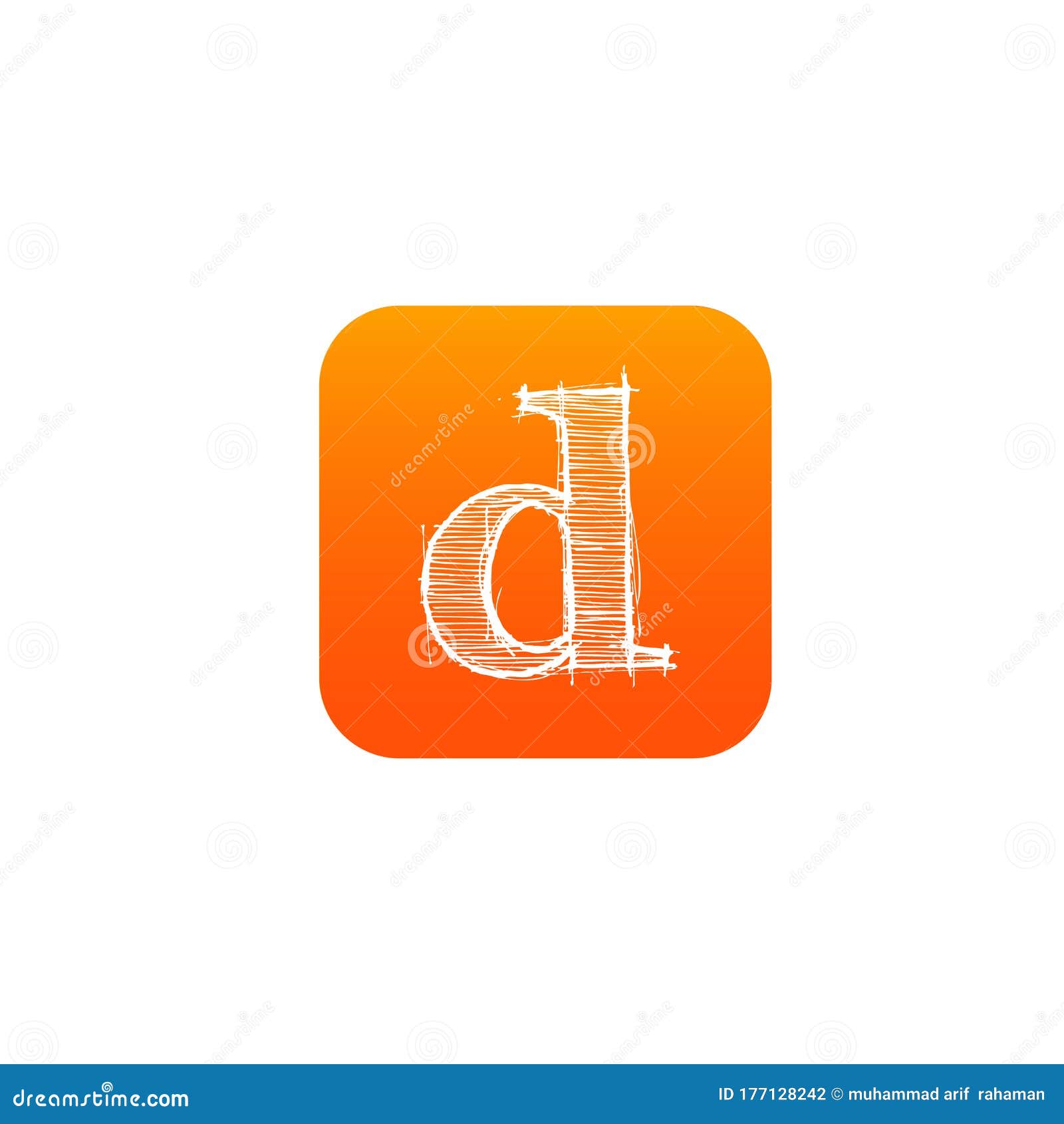 Modern Design Letter D with Orange Color on the White Background Stock ...