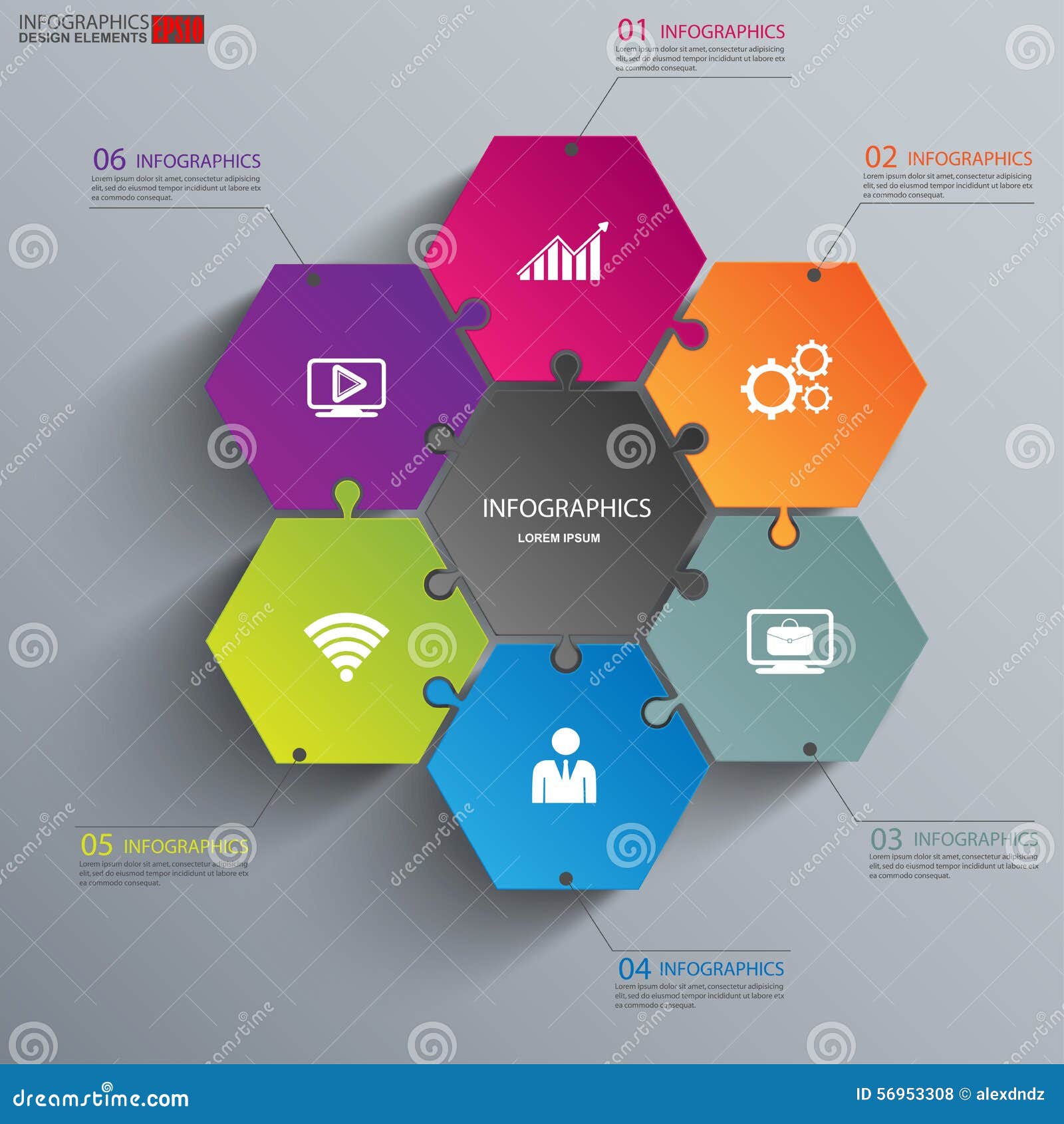 Modern Design Minimal Jigsaw Style Infographic Stock Vector ...