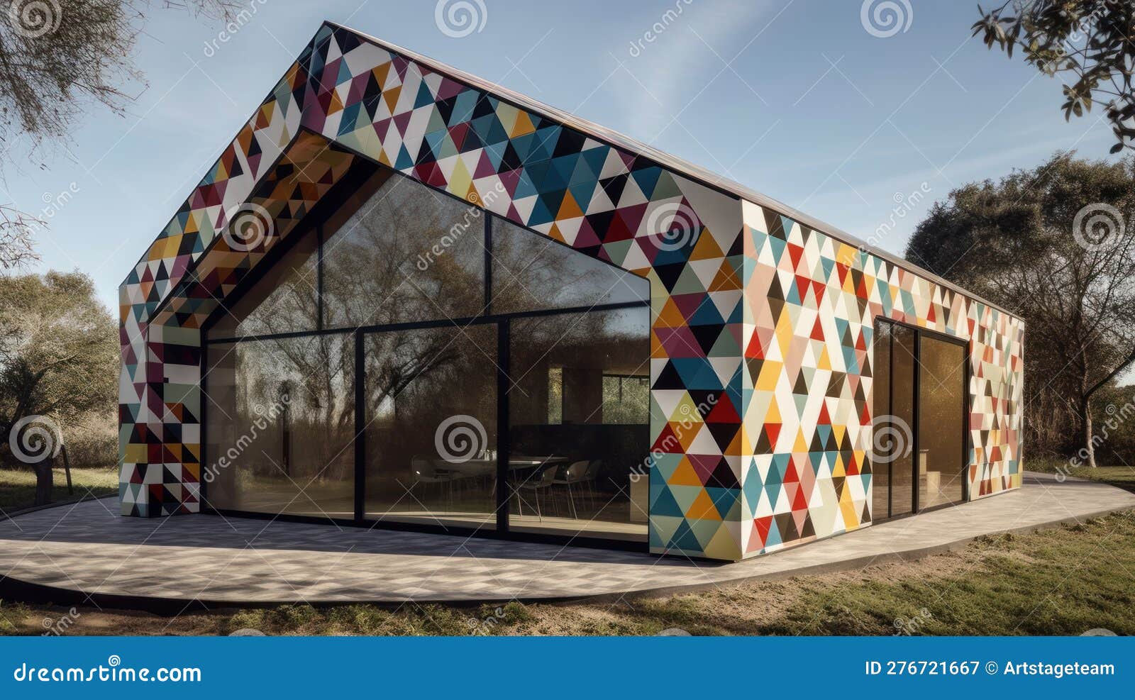 A Modern Design with Playful Geometric Patterns on the Exterior. AI ...