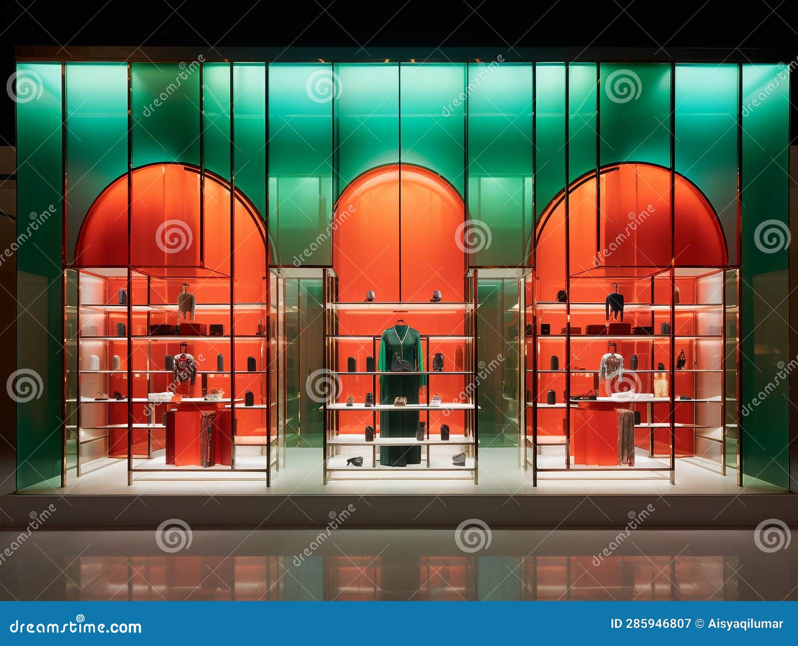 The Modern Design of Retail Stores that Use Red and Green Style Glass ...