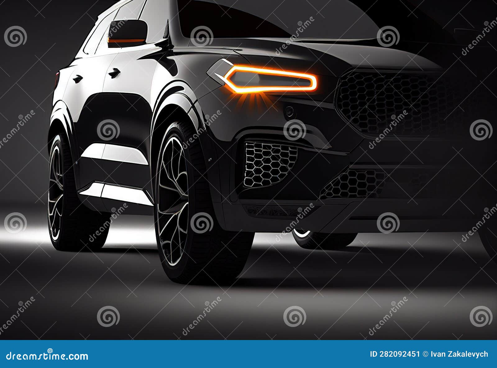 Modern Design and Tech Plan of Black Suv Car Illustration. AI ...