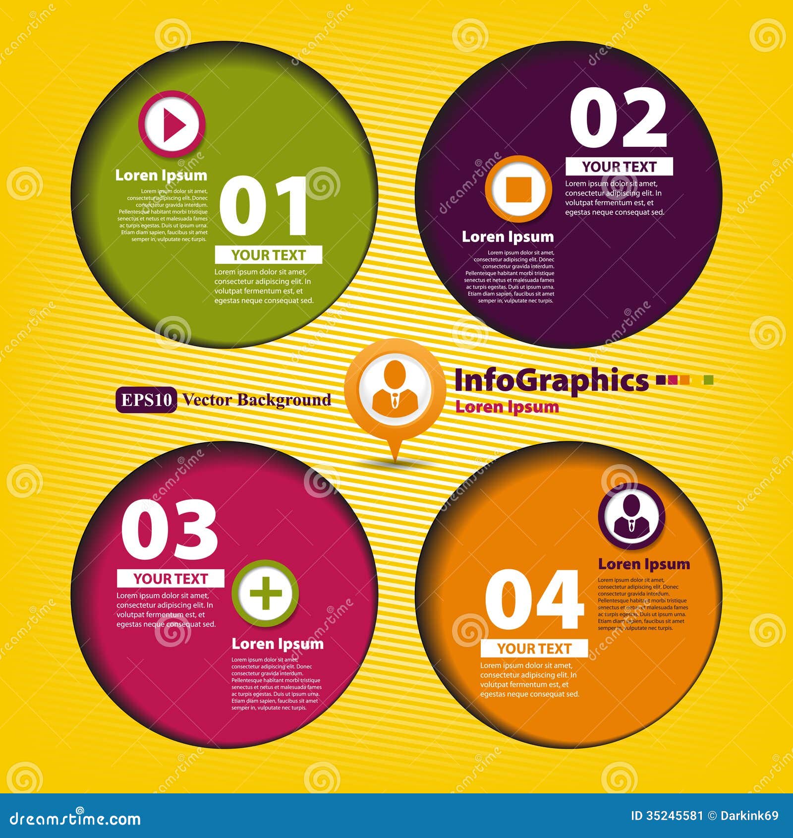 Modern Design Template for Infographics with Four Circles Stock Vector ...
