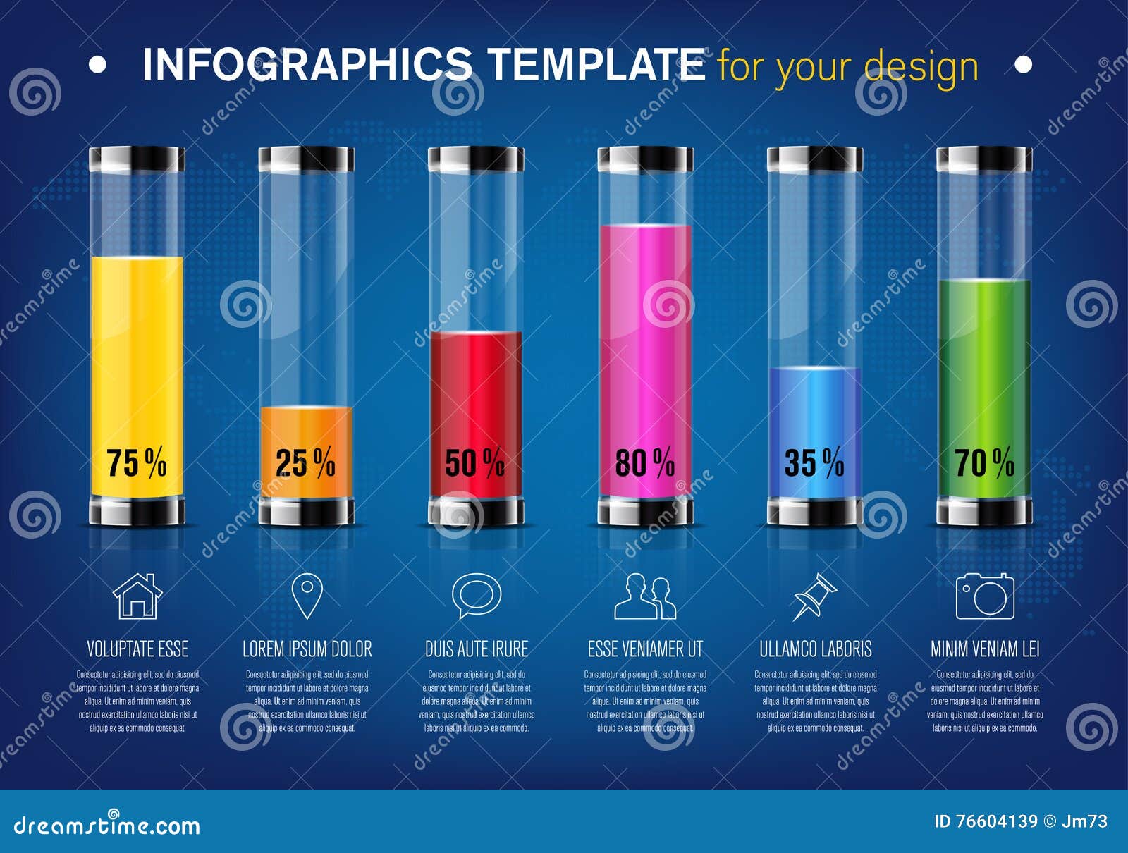 Modern Design Template for Infographics with Glass Tubes Stock Vector ...