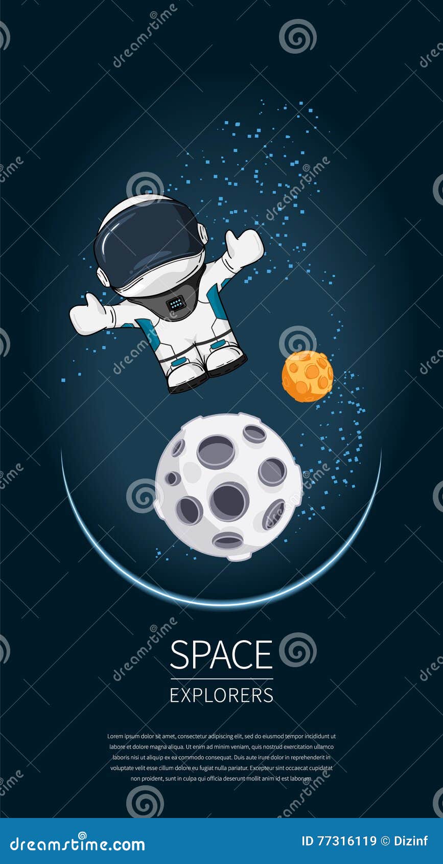 Modern Design Vector Illustration with Astronaut in Space. Universe ...