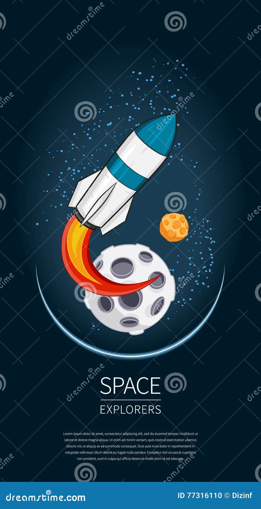 Modern Design Vector Illustration with Rocket Launch. Universe ...