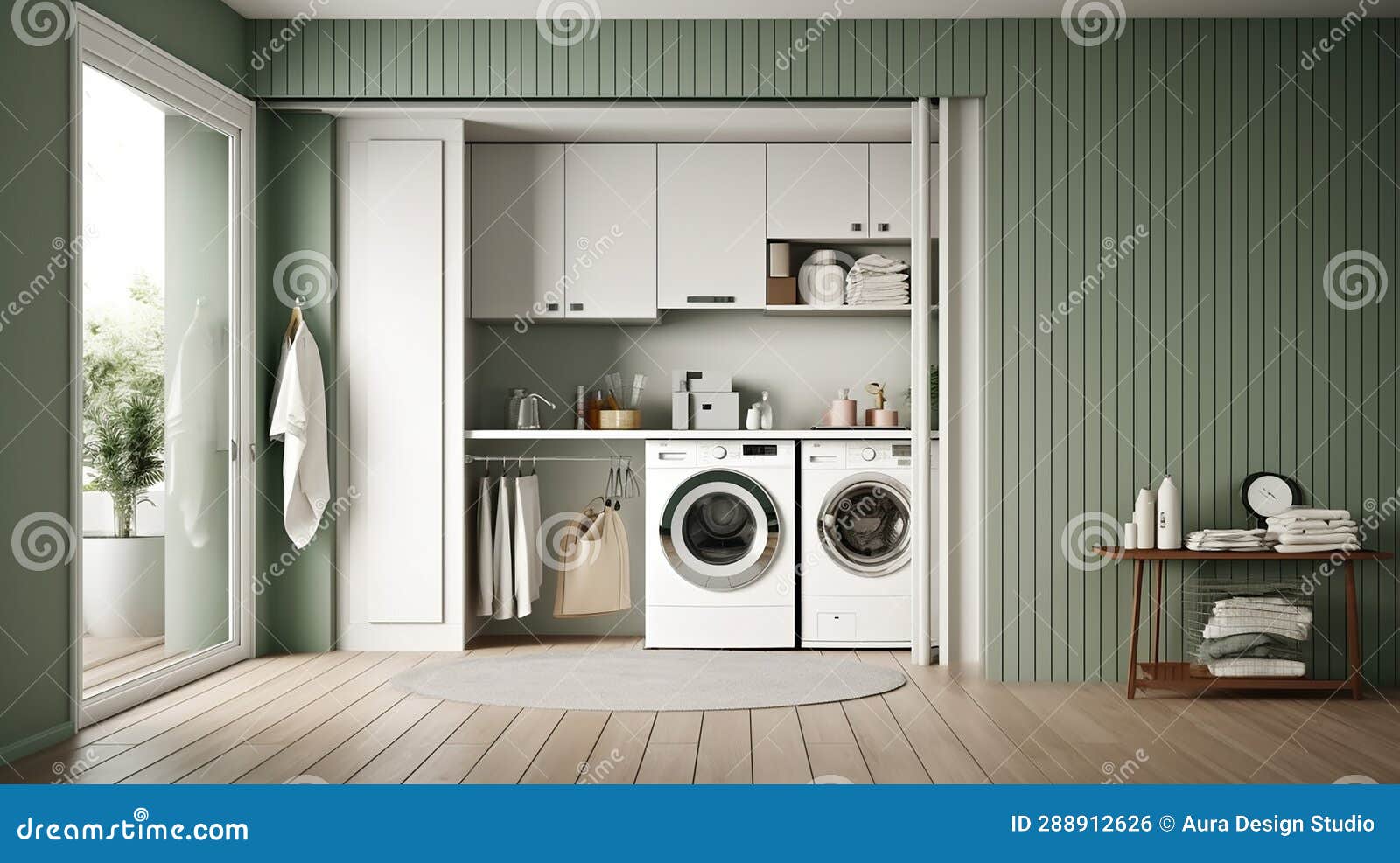 Modern Design White Frame Reeded Glass Panel Folding. Generative AI ...