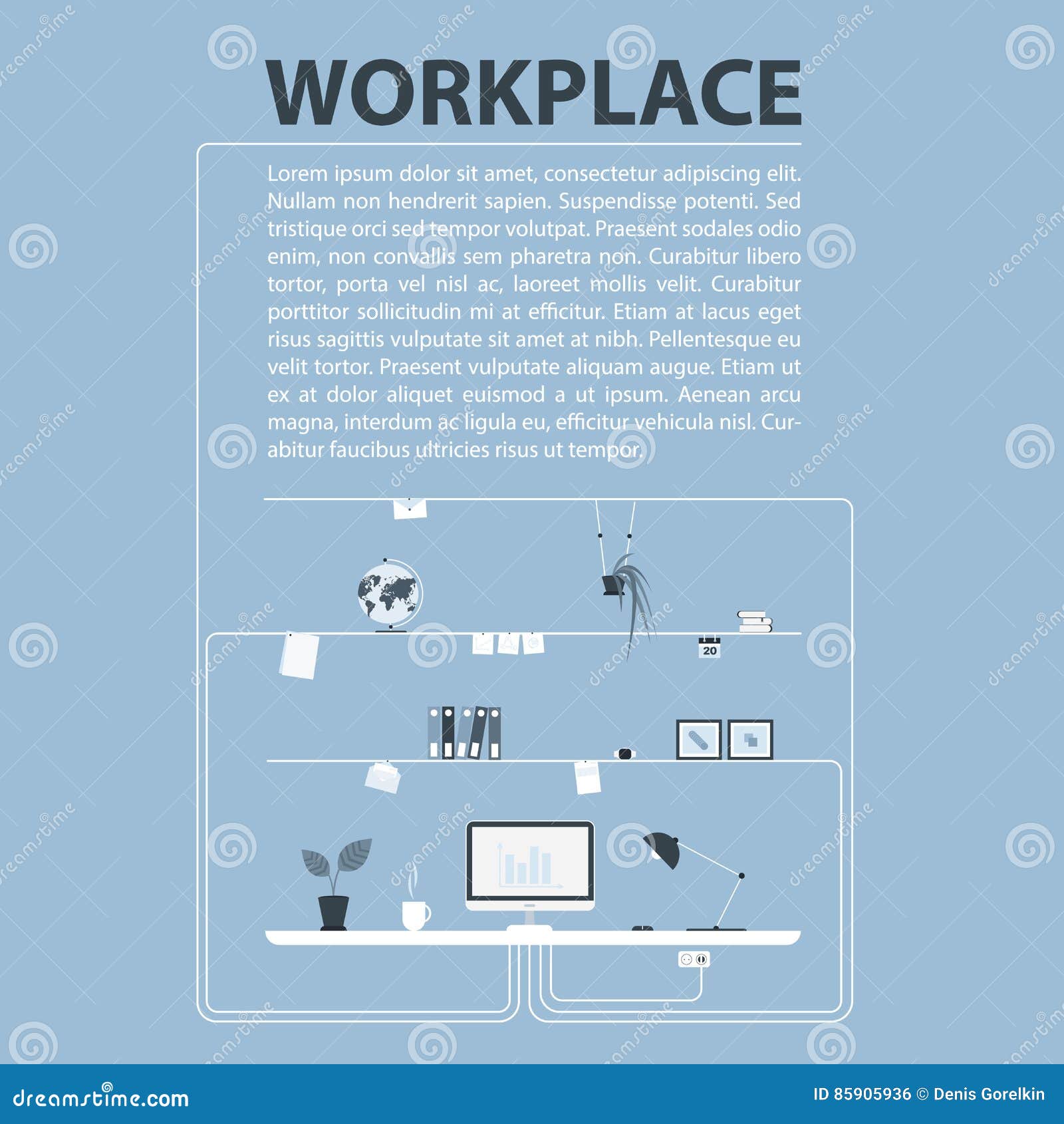 Modern Design of Workplace. Stock Vector - Illustration of creative ...