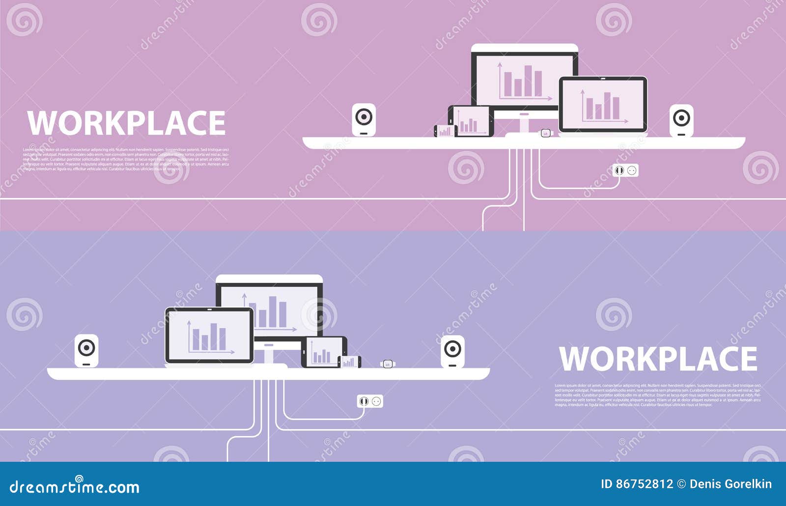 Modern Design of Workplace. Stock Vector - Illustration of design ...
