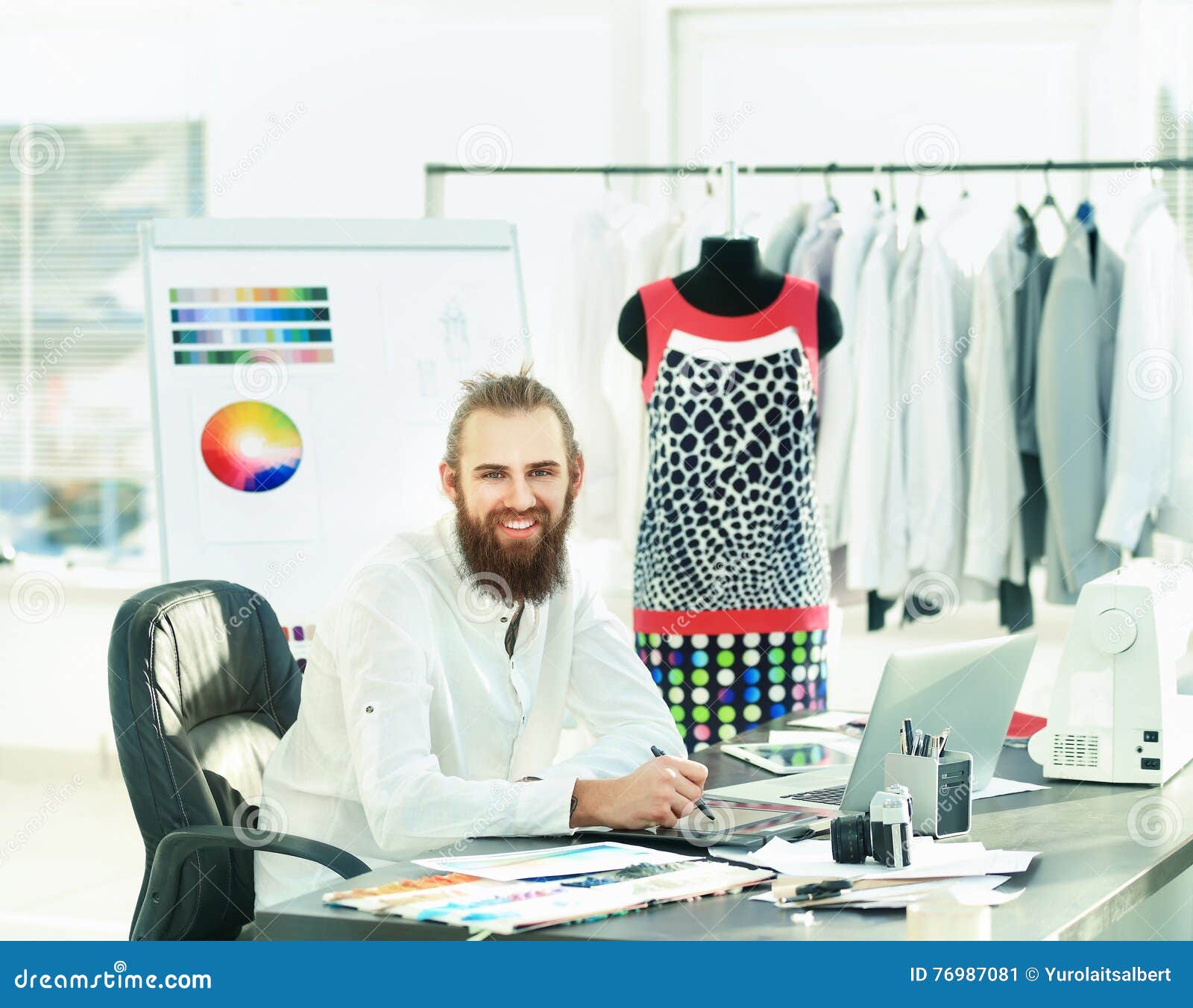 The Modern Designer Works on New Models Stock Image - Image of indoors ...