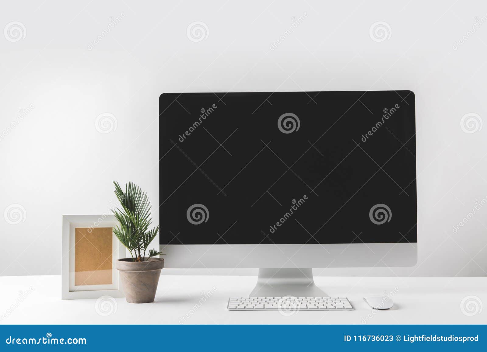 Modern Desktop Computer Display Stock Image - Image of closeup ...