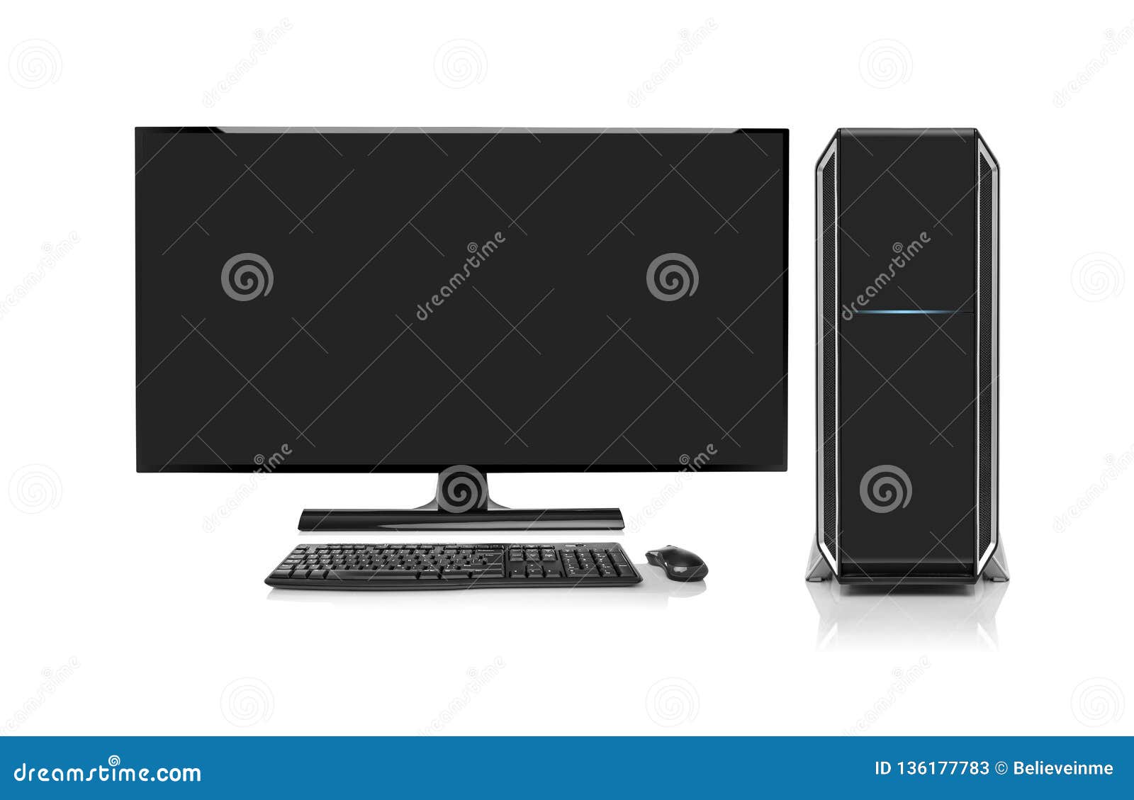 Modern Desktop Computer with Wireless Keyboard and Mouse. Stock Image ...