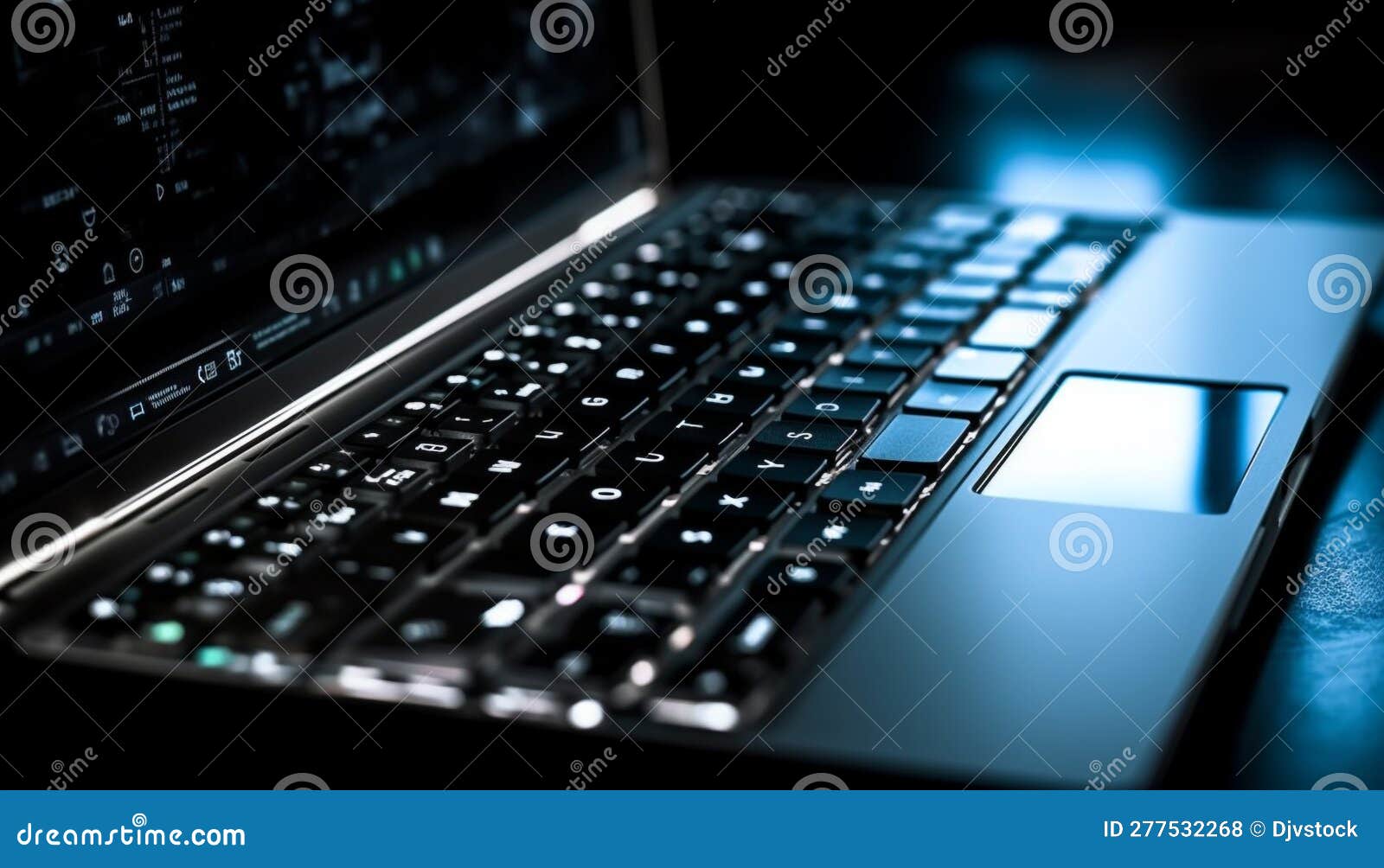 Modern Desktop PC with Wireless Technology Illuminates Dark Office ...