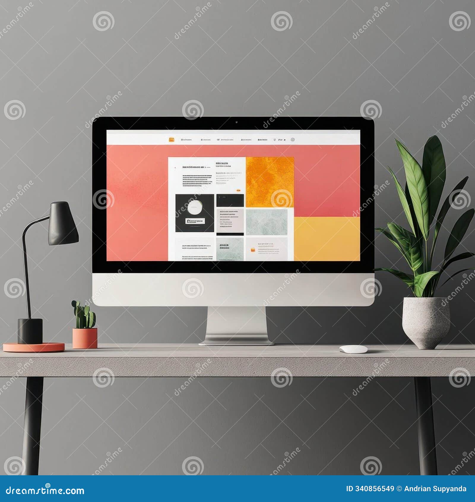 Modern Desktop Setup with a Minimalist Design Stock Illustration ...