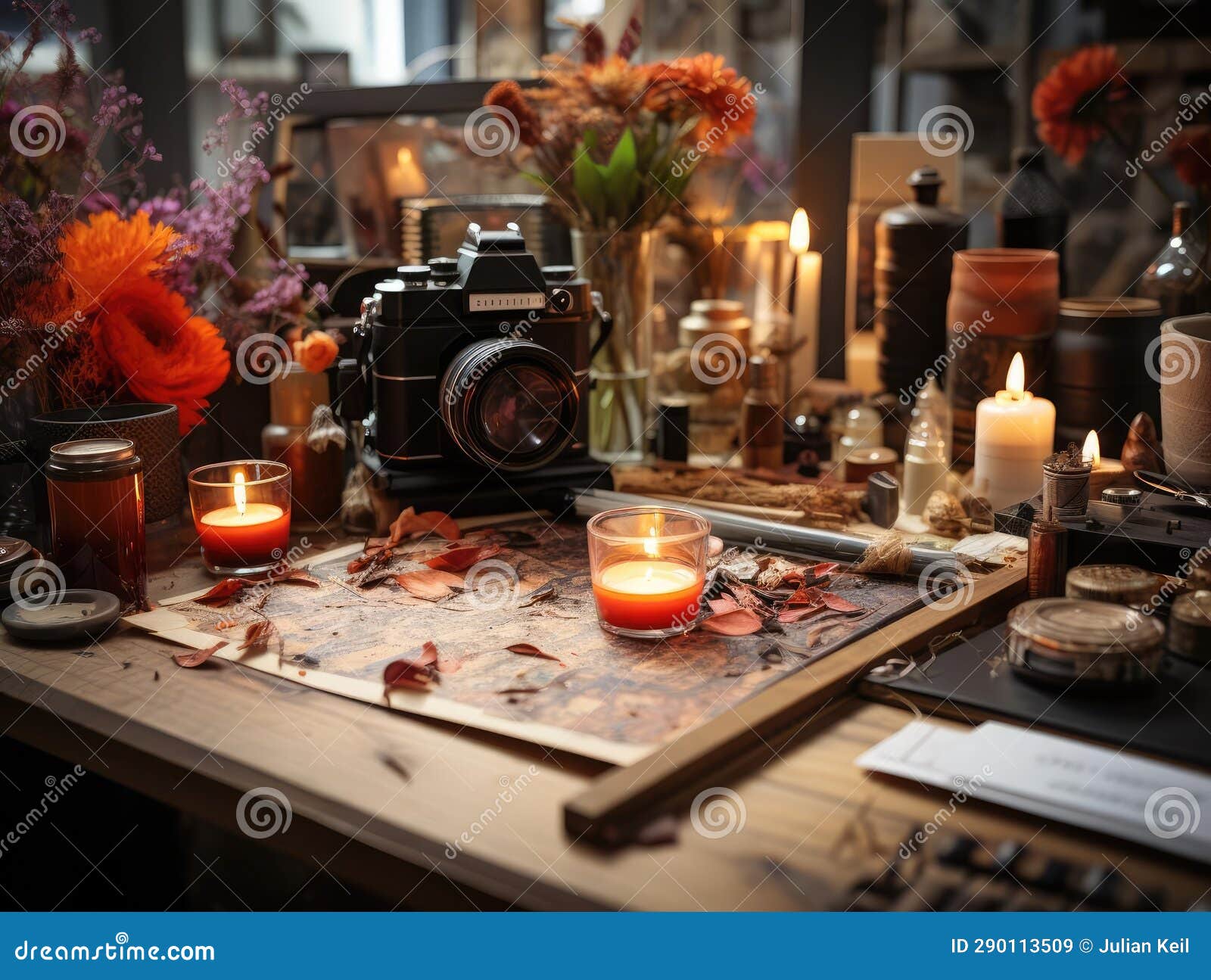 Modern Desktop Workspace with Design Items and Notes Stock Illustration ...