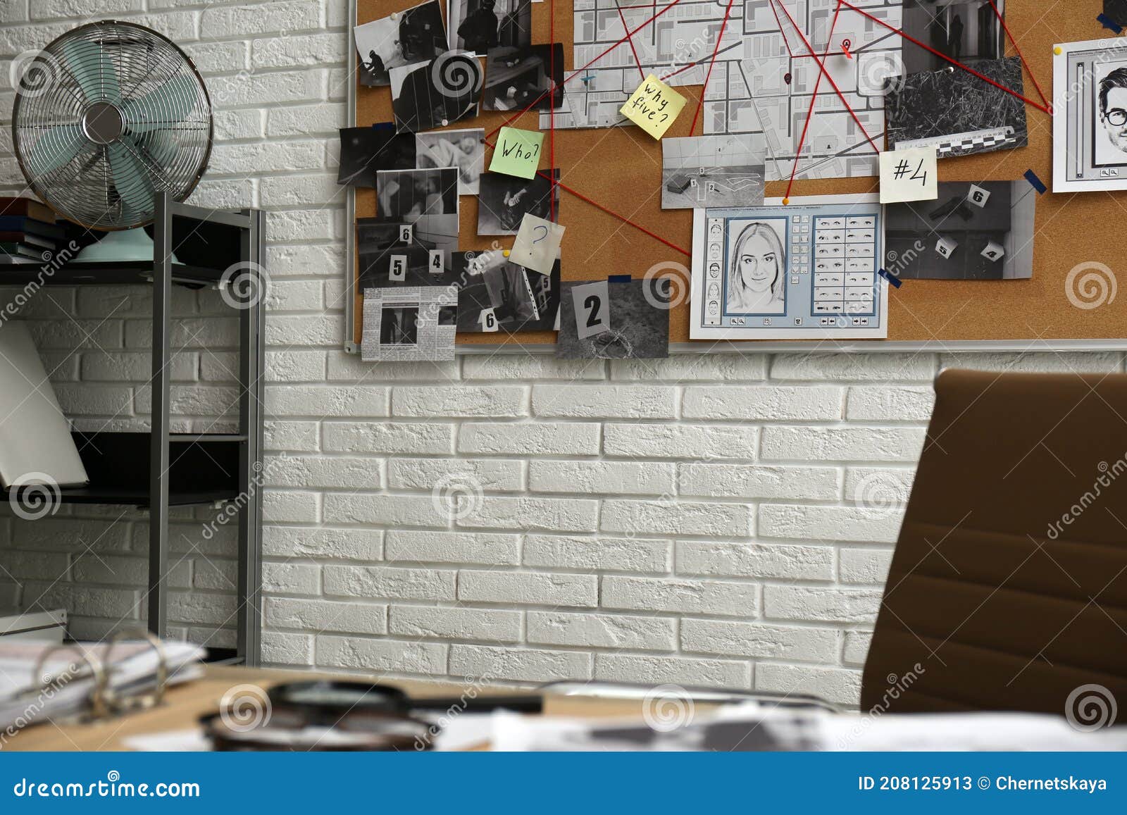 Modern Detective Office with Workplace and Board Stock Image - Image of ...