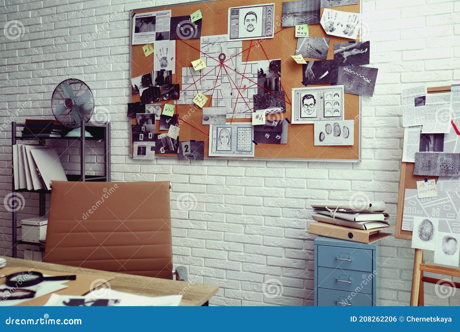 Modern Detective Office with Workplace and Board Editorial Photo ...