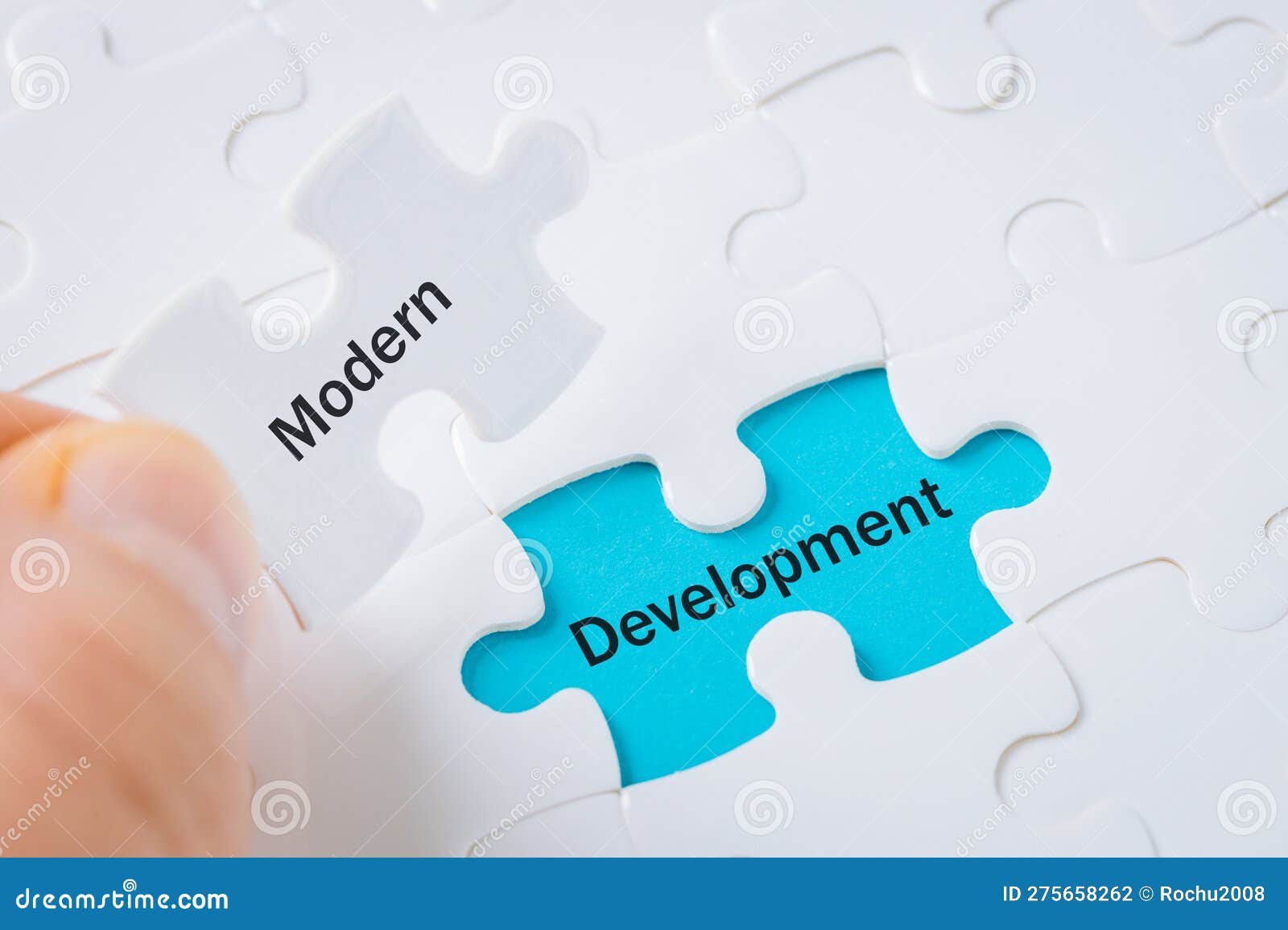 Modern Development, Puzzle Revealing Text, Business Concept Stock Photo ...