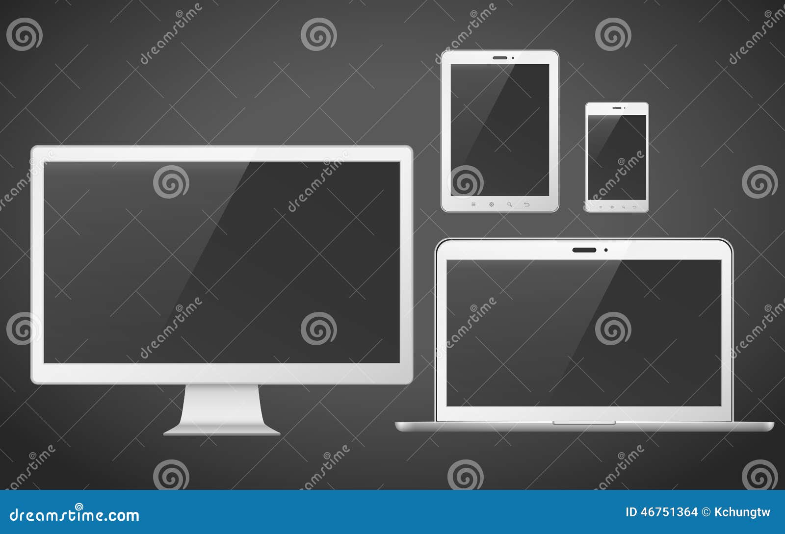 Modern Device Set Over Black Background Stock Vector - Illustration of ...
