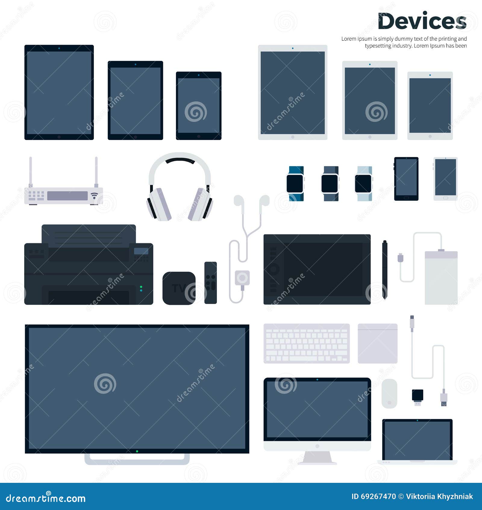 Modern Devices Isolated on White Stock Vector - Illustration of ...