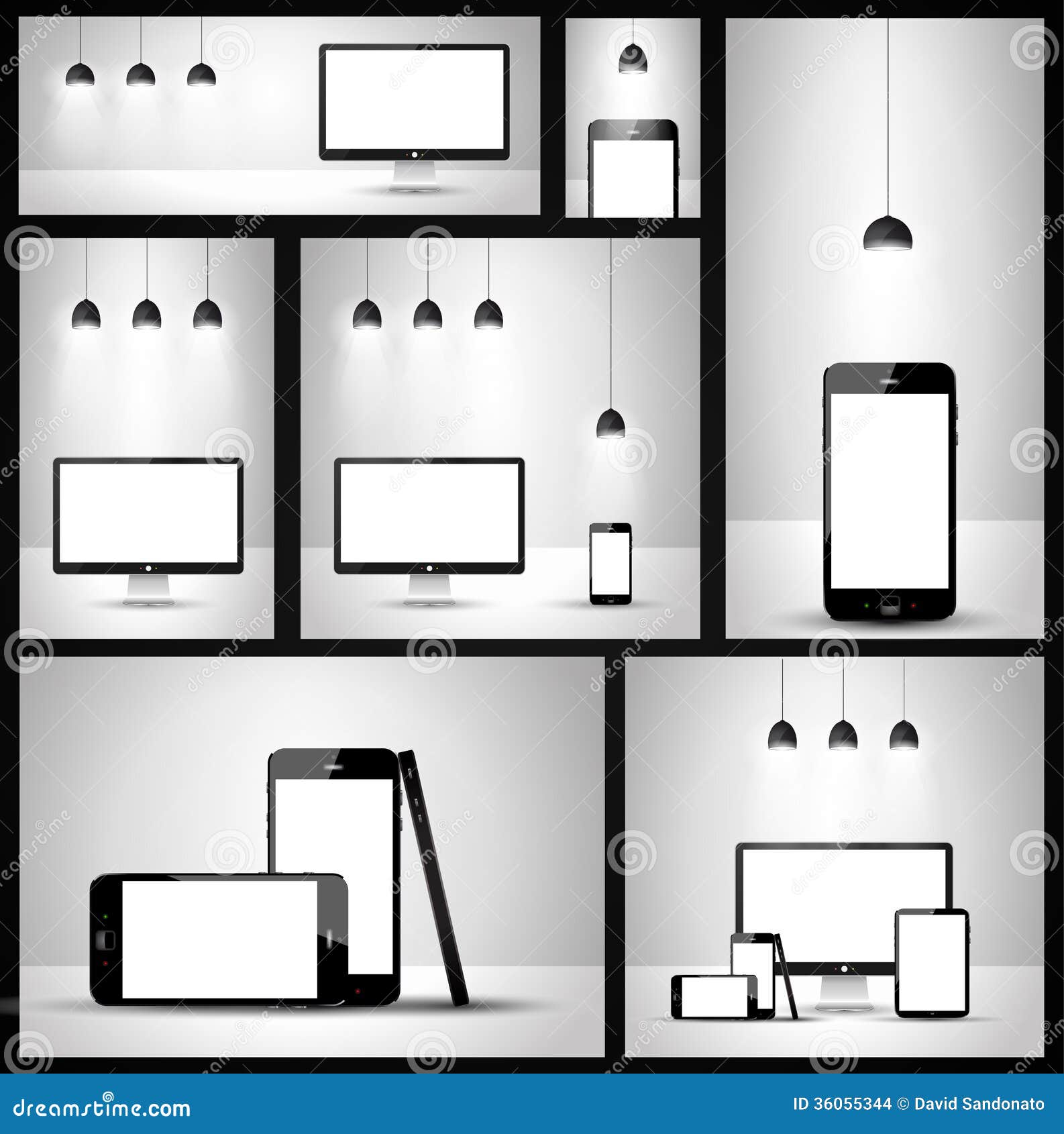 Modern devices mockups stock illustration. Illustration of ...