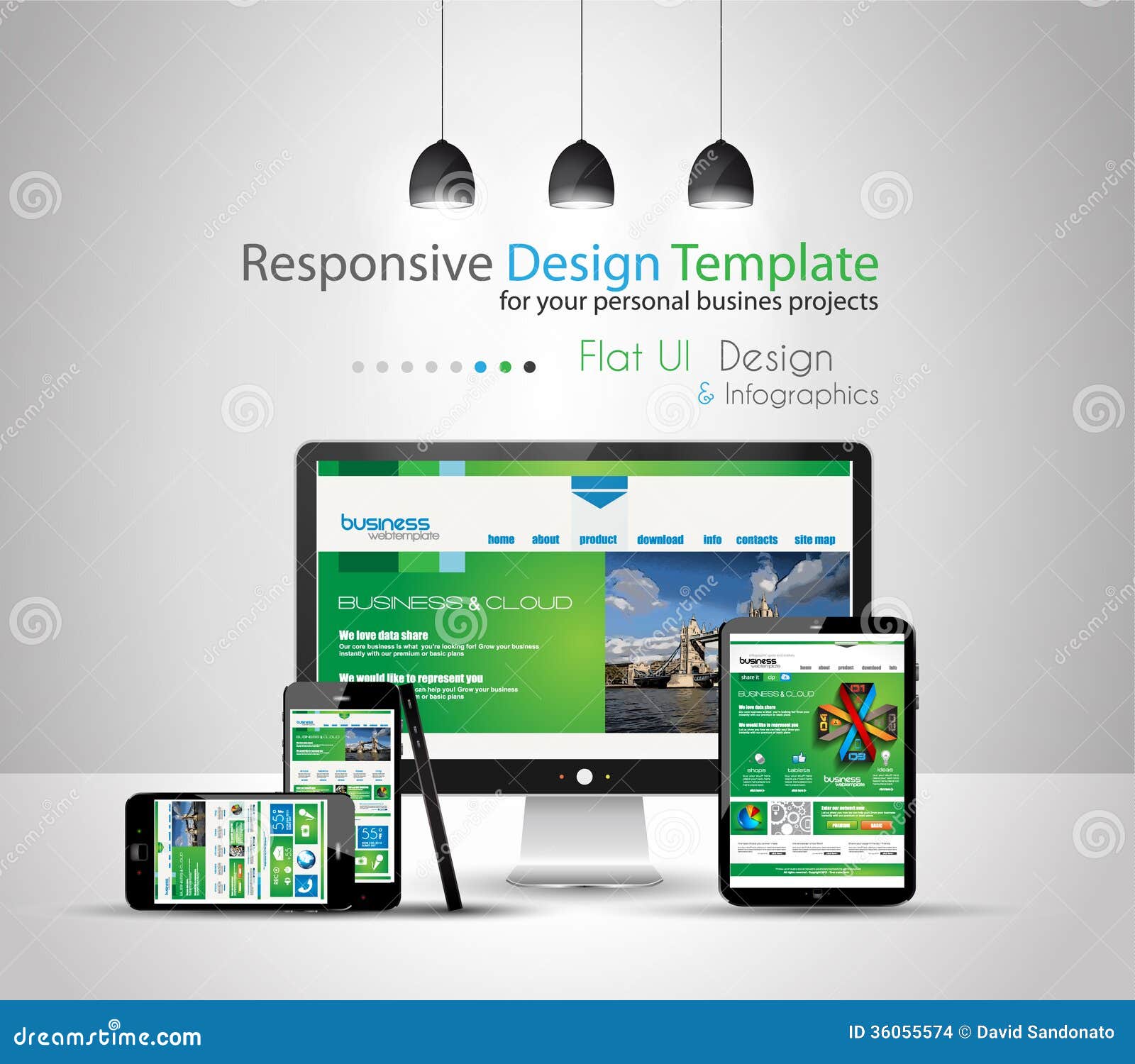 Modern Devices Mockups with Web Template Stock Illustration ...