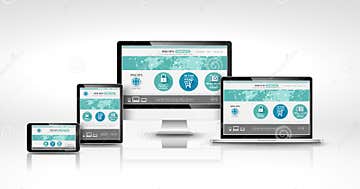 Modern Devices with Web Design Stock Vector - Illustration of website ...