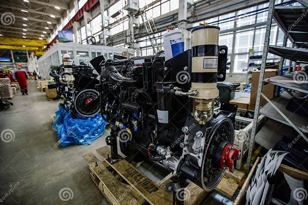 Modern Diesel Engine for Assembling of Machinery in the Workshop Stock ...