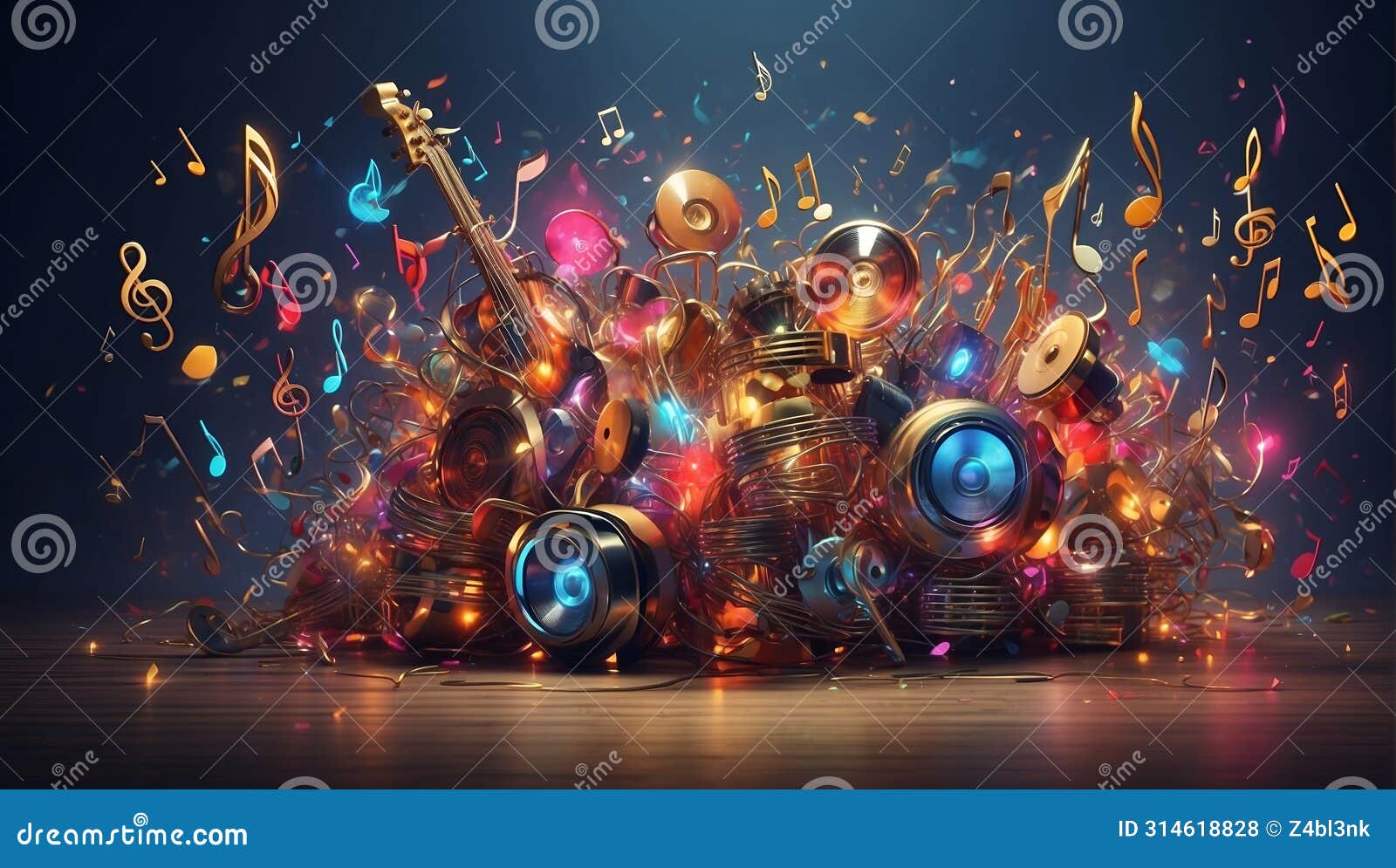 Modern Digital Abstract Art of Music Wallpaper Stock Illustration ...