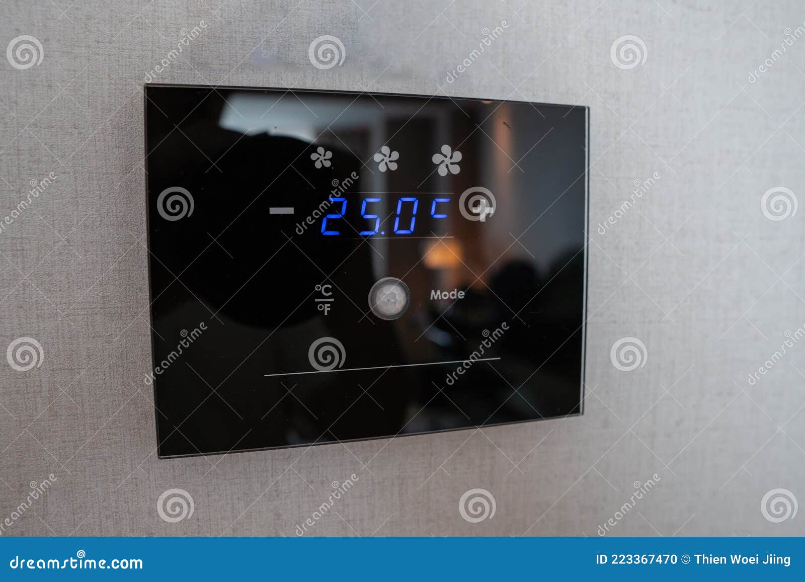 Modern Digital Air Condition Panel on Wall Stock Photo - Image of ...