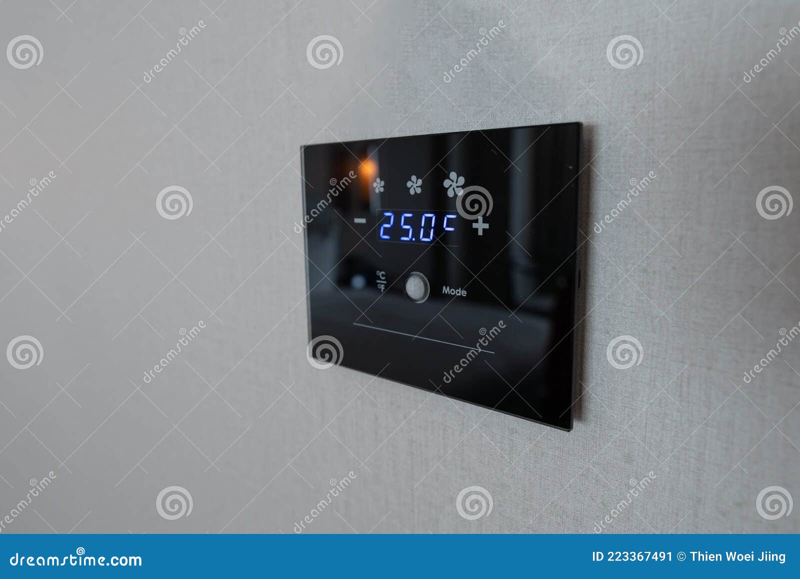 Modern Digital Air Condition Panel on Wall Stock Image - Image of ...