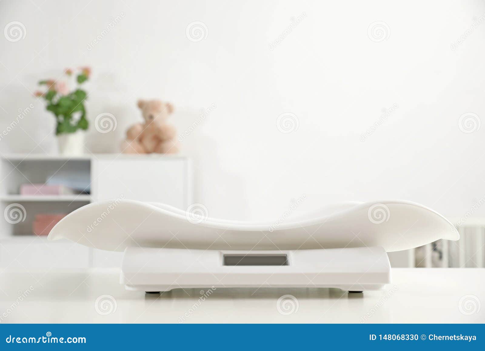 Modern Digital Baby Scales on Table in Room Stock Photo - Image of ...