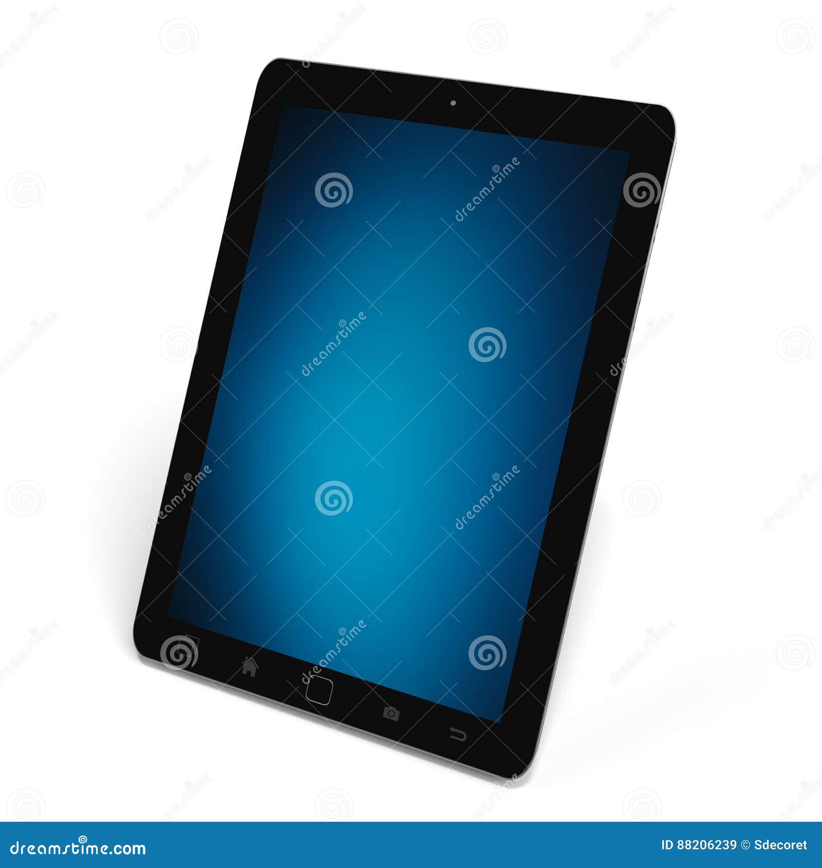 Modern Digital Black Tablet on White Background 3D Rendering Stock ...