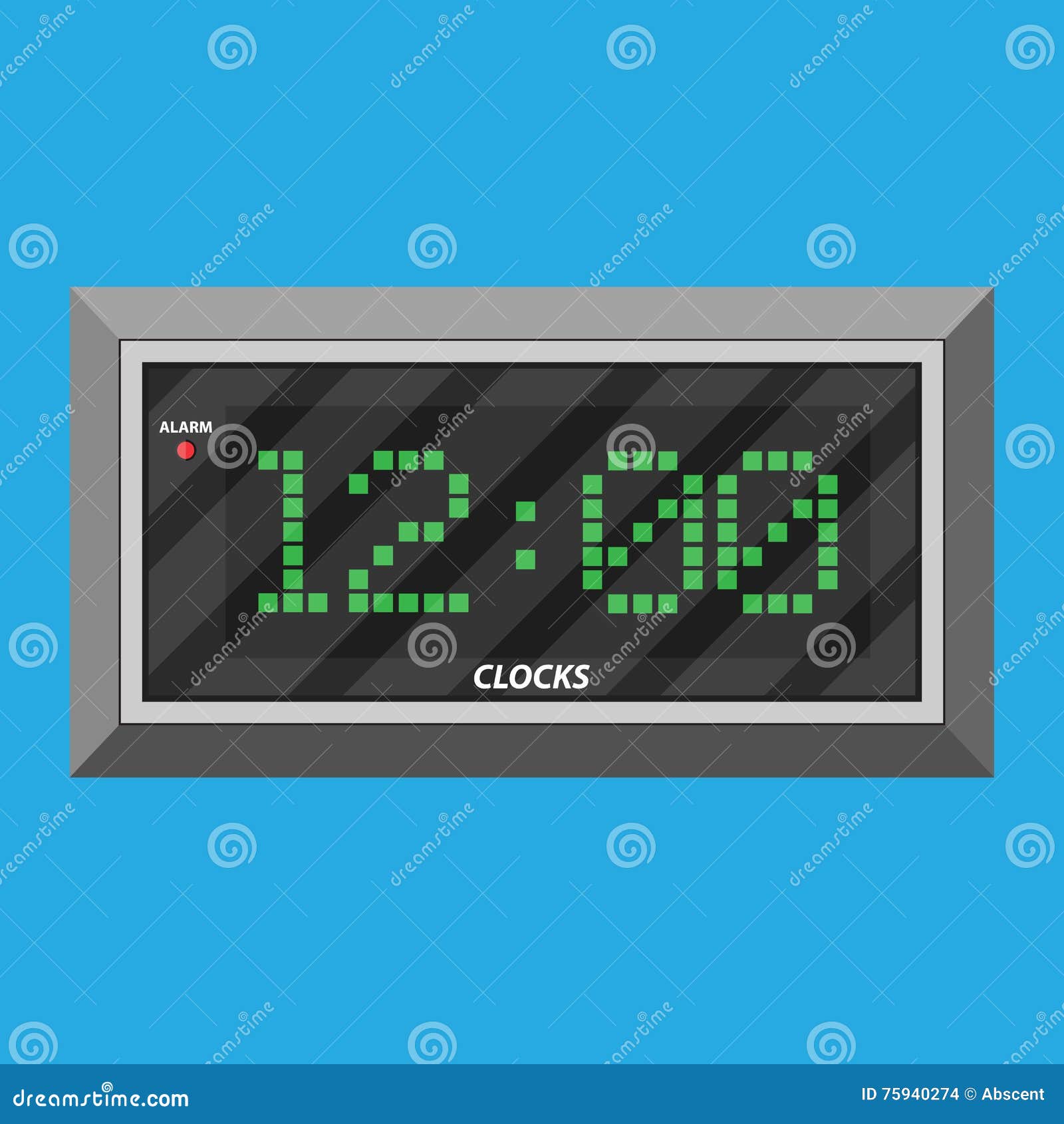 Modern Digital Clock with Green Digits Stock Vector - Illustration of ...