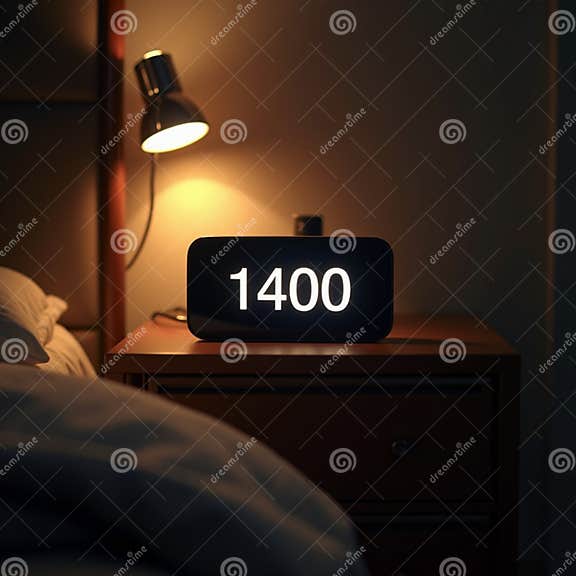 Modern Digital Clock on Nightstand at 200 PM Stock Illustration ...