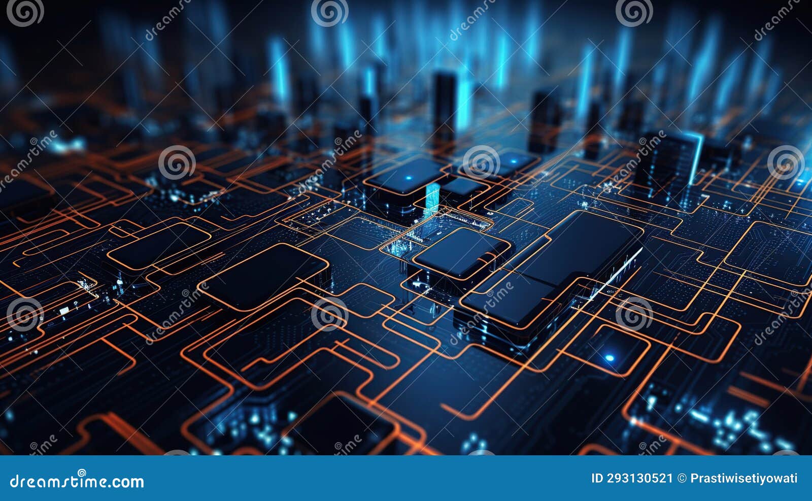 Modern Digital Computer Circuit Technology Data. AI Generated Stock ...