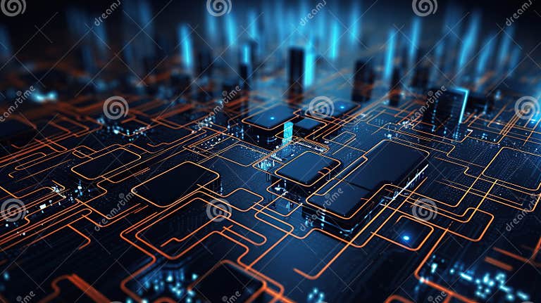 Modern Digital Computer Circuit Technology Data. AI Generated Stock Image - Image of concept ...