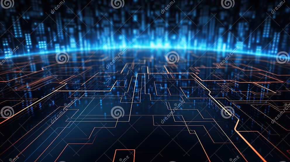 Modern Digital Computer Circuit Technology Data. AI Generated Stock ...