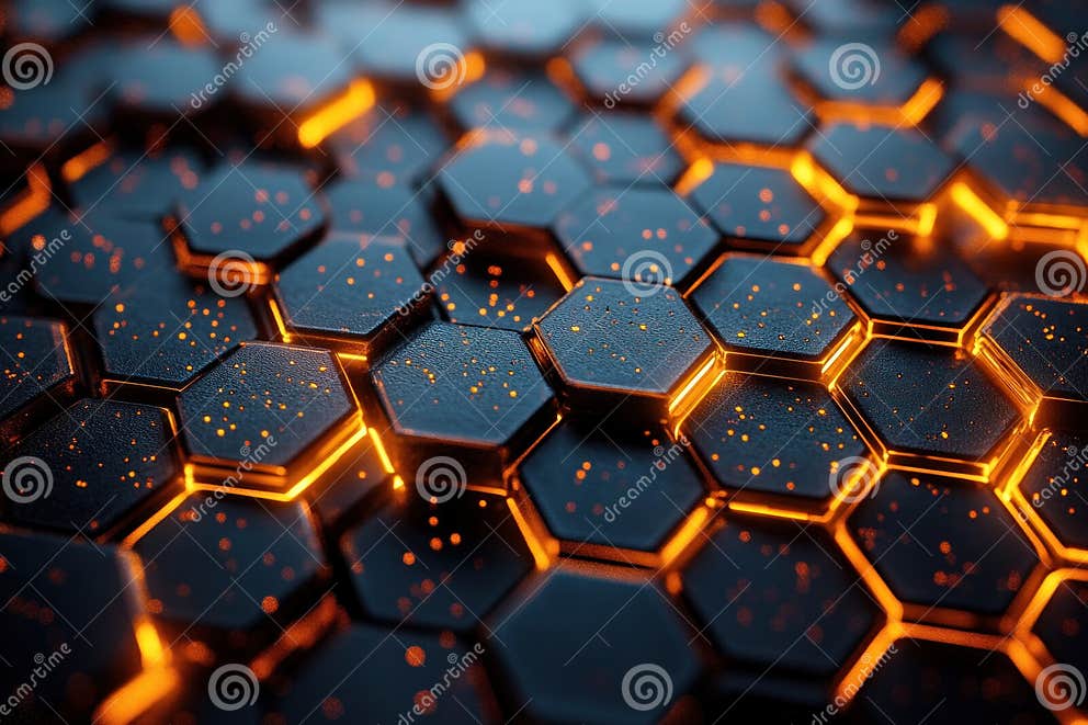 A Modern Digital Concept Featuring Interlinked Hexagons with Glowing ...