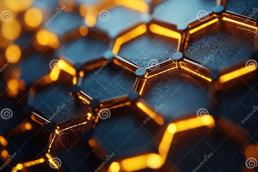 A Modern Digital Concept of Interlinked Hexagons with Glowing Edges ...