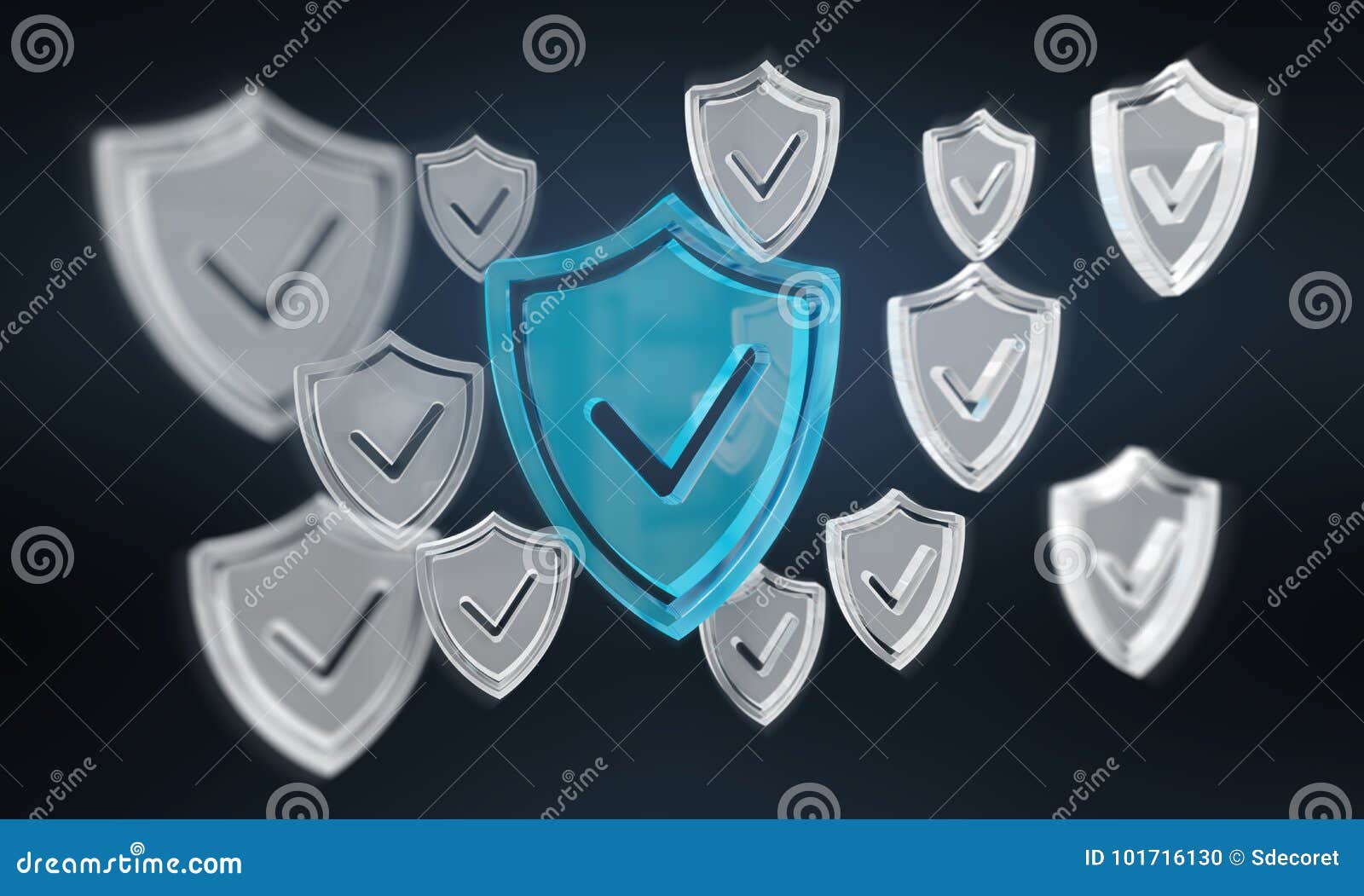 Modern Digital Data Shield Antivirus 3D Rendering Stock Illustration ...